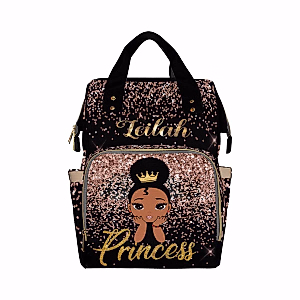 Newcos Backpacks Customized Name African Baby Princess Diaper Bag Backpack with Name Custom Mommy Nursing Baby Bags One Size
