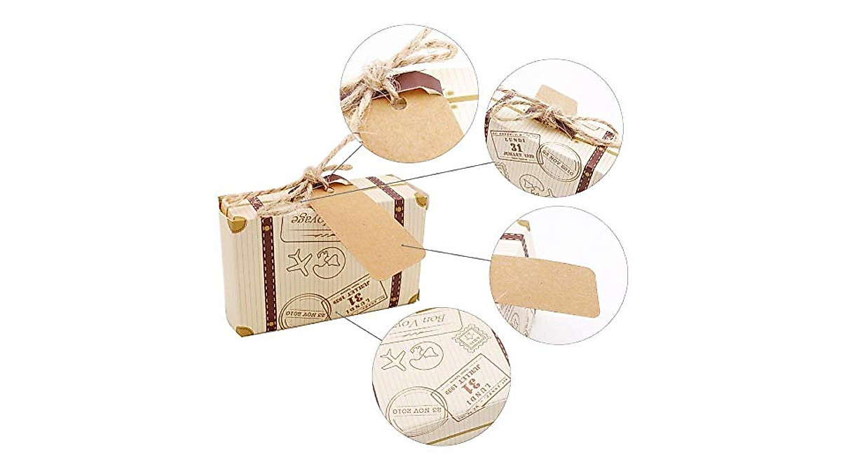 50pc Mini Suitcase Favor Boxes for Travel Party & Wedding
