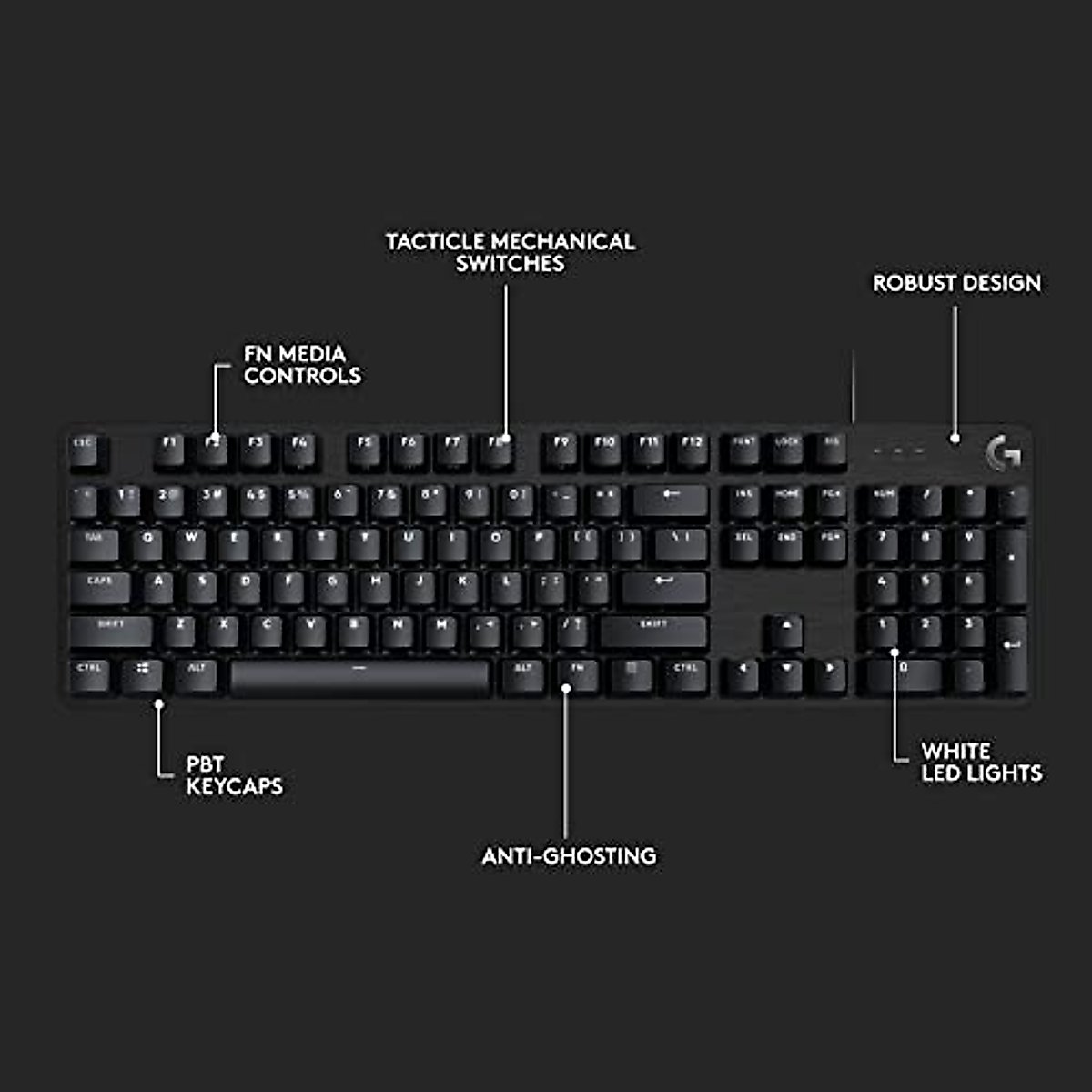 Logitech G413 SE Full-Size Mechanical Gaming Keyboard - Backlit Keyboard with Tactile Mechanical Switches, Anti-Ghosting, Compatible with Windows, macOS - Black Aluminum