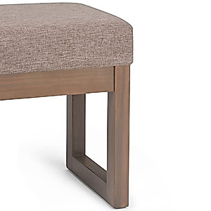 SIMPLIHOME Milltown 26 inch Wide Rectangle Ottoman Bench Fawn Brown Footstool, Linen Look Polyester Fabric for Living Room, Bedroom, Contemporary Modern