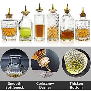 Bitters Bottles Set of 6 - Glass Dasher Bottles with Dash Top and Stopper Great Dispenser Bottle For Your Bitters Great for homemade Cocktail and Bartender