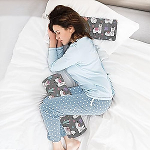 Vnurnrn Cartoon Llama Alpaca Neck Support Pillow Round Neck Roll Bolster Cylinder Pillow Cervical Pillows Knee Pillow for Leg Knee Back Head Support for Camp Study Work Men