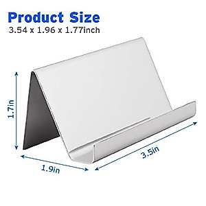 Sooez Business Card Holders Stand for Desk, 3 Pack Office Stainless Steel Business Card Table Top Display Stand Metal Name Card Holder Desktop Collection Rack Organizer, Mirror Silver