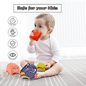 Hummigoo Animal Stacking Cups Bath Toys for Toddlers, 8PCS Nesting Cups Set for Boys & Girls 1-3, Montessori Toys for Toddlers 6-12 Months Play for Indoor/Outdoor/Bathtub/Beach