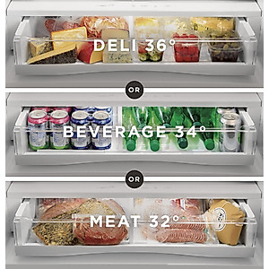 GE PROFILE PYE22KYNFS 36" Counter-Depth Bottom Freezer with French Door Twin Chill Evaporator Quick Space Shelf and LED Lighting in Fingerprint Resistant Stainless Steel