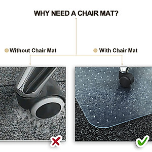 Amyracel Office Chair Mat for Medium Pile Carpet, 36“x 48” Delivered Flat Chair Mat for Carpeted Floors - Easy Chair Rolling, Heavy Duty Studded Desk Chair Mat for Carpet
