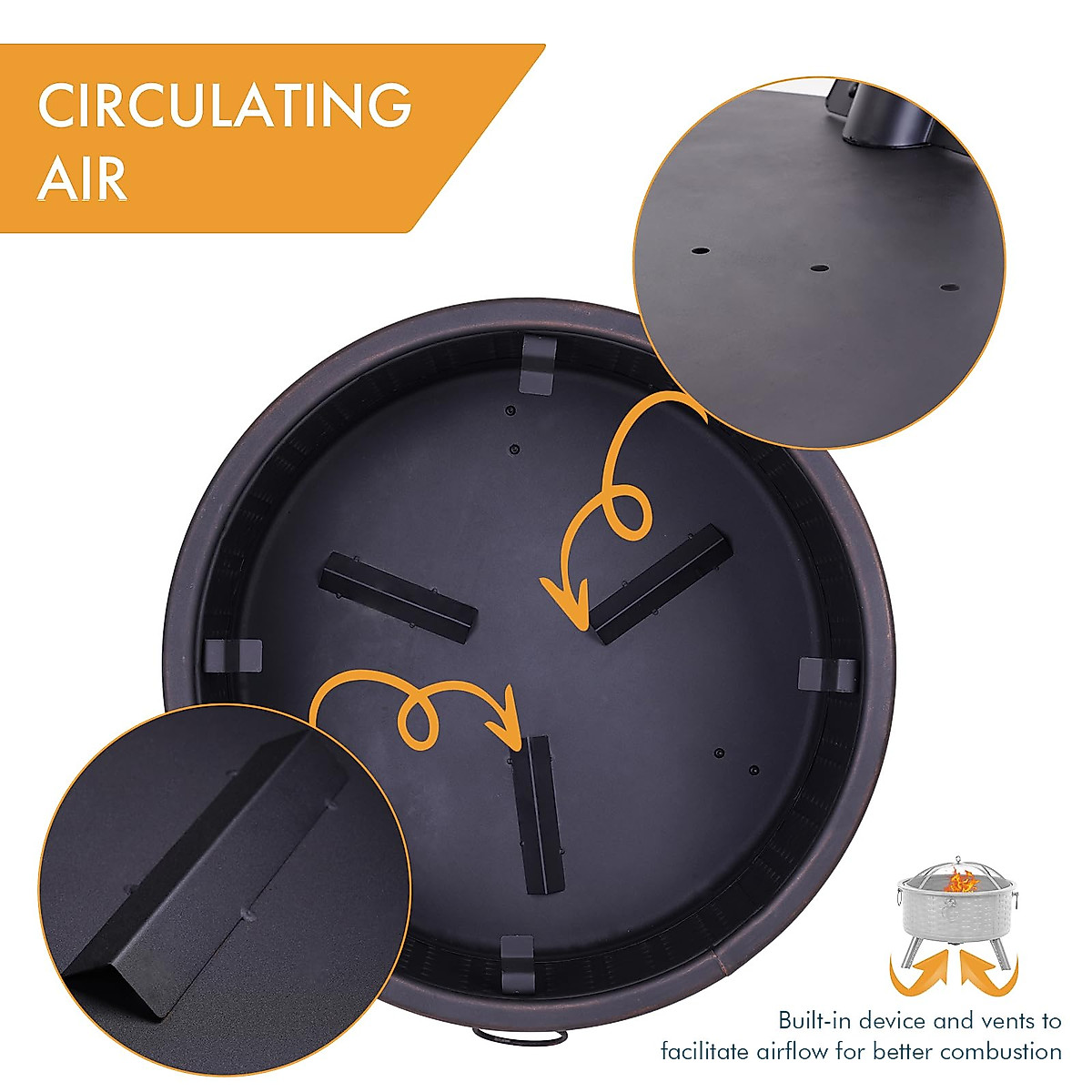 Fire Pit, Portable Firepits for Outside Patio, Outdoor Wood Burning Fire Pits 26" Small Round Steel Fireplace Clearance for Backyard Garden Bonfire Camping…