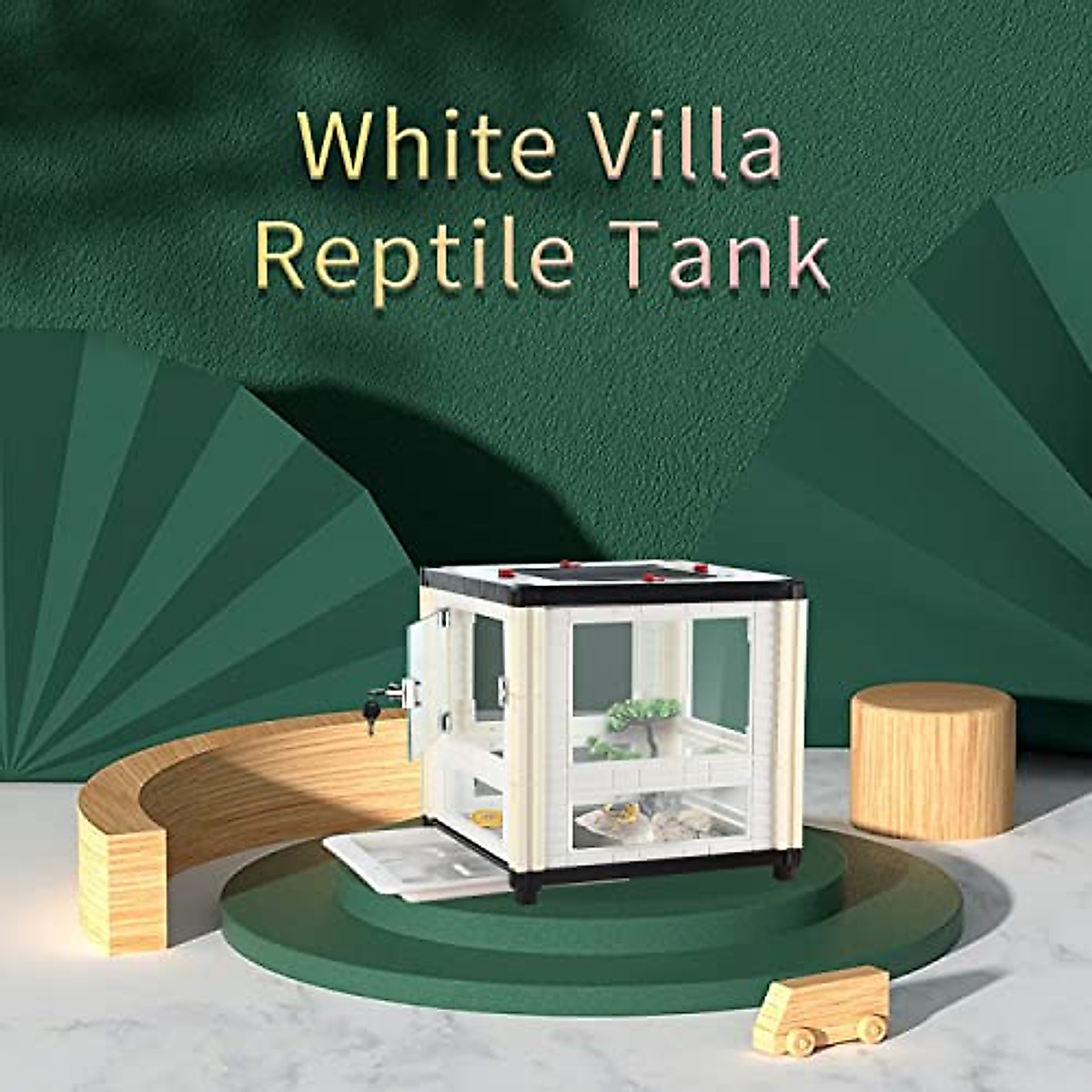 crapelles [Large Reptile Tank], Pet Cage Terrarium with Glass Window, Front Opening Door with Top Screen Ventilation, Reptile Terrarium Habitat for Reptiles Amphibian 15.7" x 15.7" x 15.7"(Knock-Down)