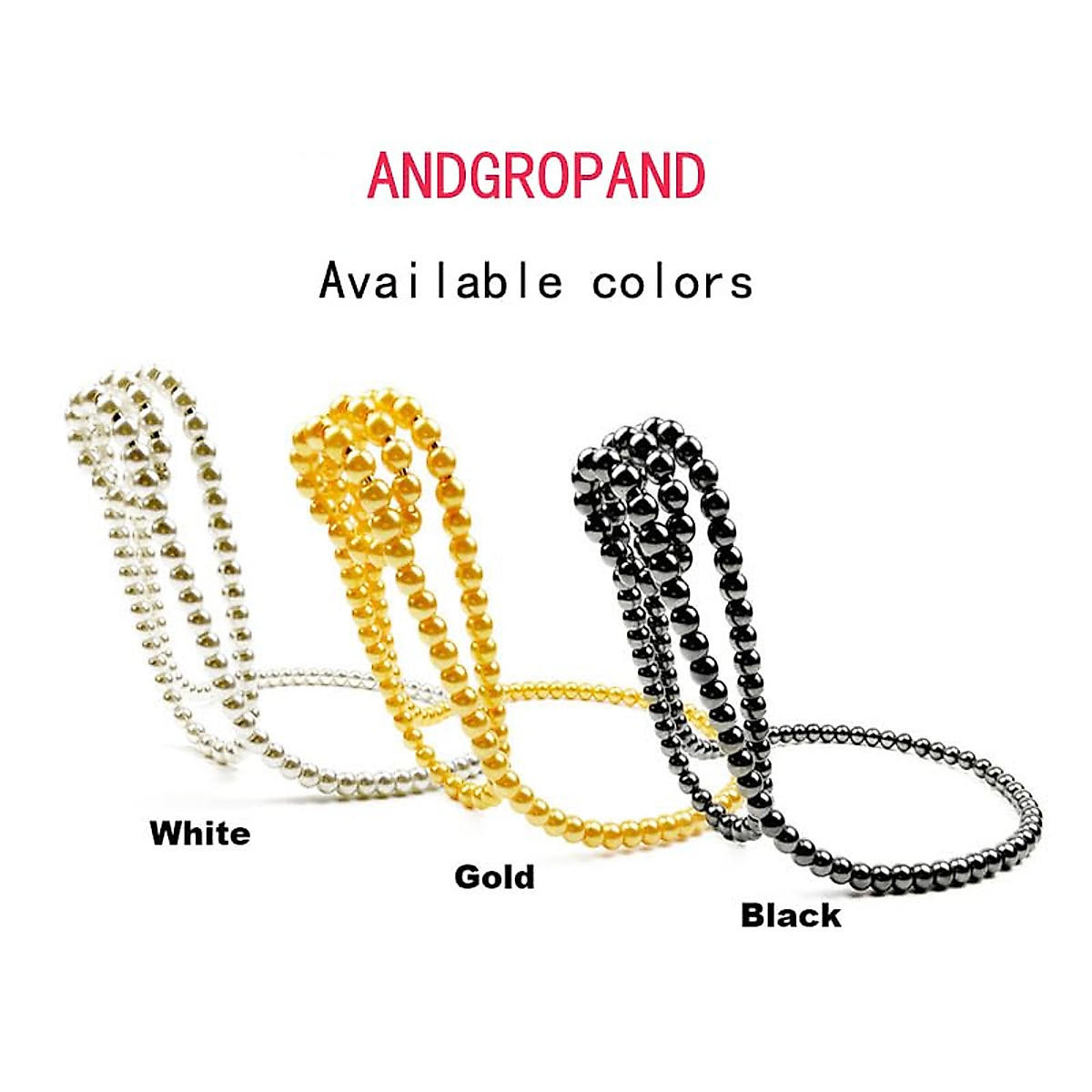 ANDGROPAND (White) Creative Artificial Pearl Necklace Floating Wine Rack Metal Wine Bottle Holder Wine Display Stand for Bars and Home Decoration