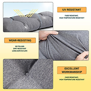 Millsilo Bench Cushions for Indoor Furniture,Non-Slip Tufted Soft Bench Cushion for Kitchen Dining Seat Pads, Piano Chair Cushion, Shoe Storage Cushions, Outdoor Patio Cushions, 36x14x4 inch, Grey