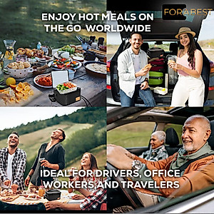Forabest Portable Microwave Food Warmer - 12V/24V,110V/220V Fast Heating Portable Food Warmer Lunch Box, Personal Portable Oven Electric Lunch Box for Reheating Food in Car, Truck, Camping, Work