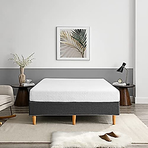 Amazon Basics Foldable Mattress Foundation/Box Spring with Steel Slats and Wood Legs, Tools-free Assembley, Full