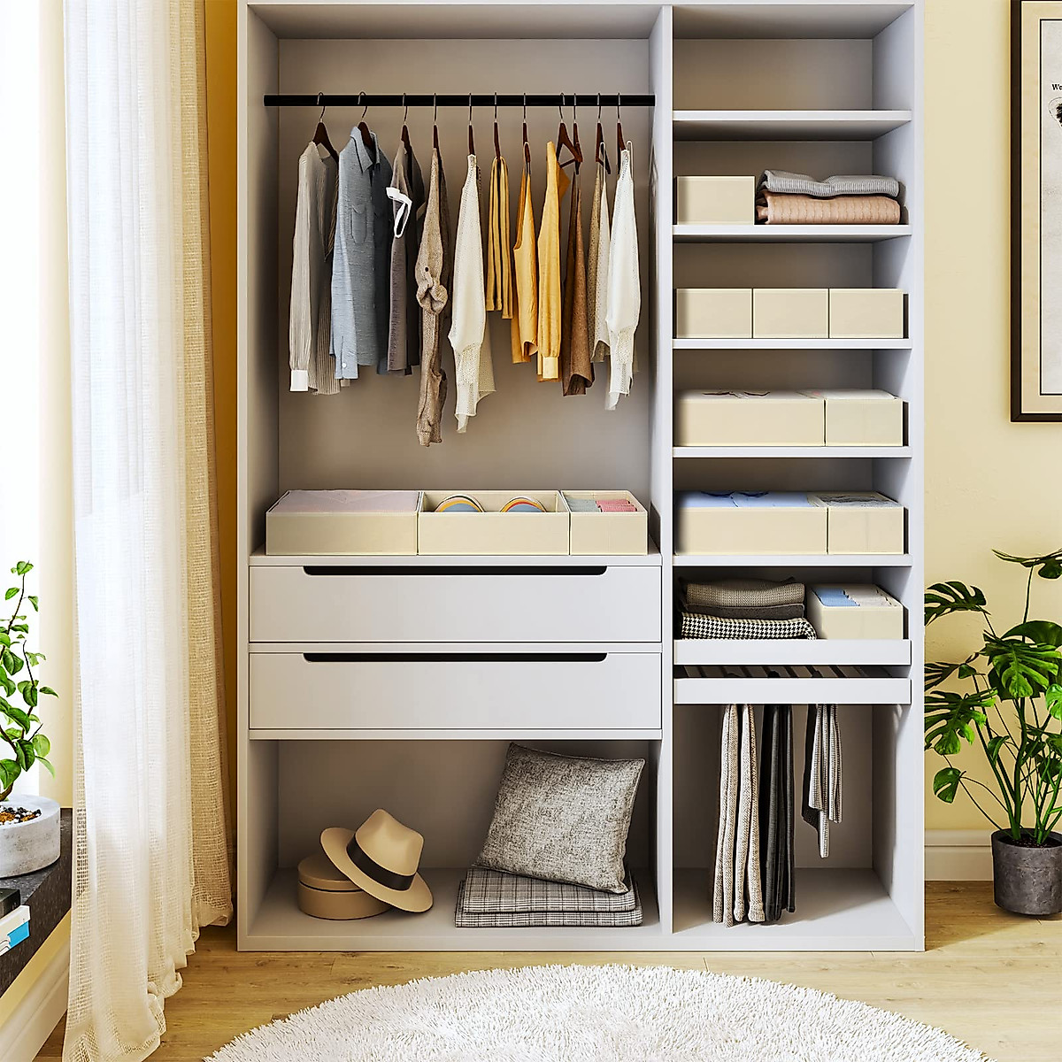 DIMJ Drawer Organizer Clothes, 12 Pack Dresser Organizer, Foldable Closet Organizers and Storage, Fabric Dresser Drawer Organizers, Drawer Dividers for Nursery, Baby Clothes, Underwears, Sock (Beige)