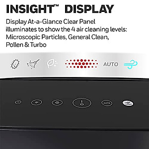 Honeywell InSight HEPA Air Purifier with Air Quality Indicator and Auto Mode, Allergen Reducer for Large Rooms (360 sq. ft), Black, Wildfire/Smoke, Pollen, Pet Dander & Dust Air Purifier, HPA5200