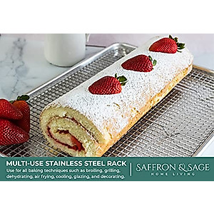 Commercial Quality Cookie Sheet and Rack - Aluminum Half Sheet Baking Pan and Stainless Steel Cooling Rack Set - This 13x18 Baking & Roasting Tray is Rust & Warp Resistant, Heavy Duty, of Thick Gauge