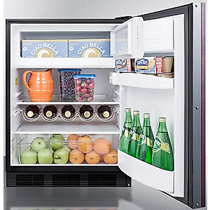 Summit Appliance CT663BKBIIFADA 24" Wide Built-In Refrigerator-Freezer, ADA Compliant (Panel Not Included); 5.1 cu.ft; Cycle Defrost with Deluxe Interior; Adjustable Glass Shelves