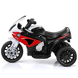 Costzon Kids Electric Ride on Motorcycle, Licensed BMW 6V Battery Powered Toy w/Headlights &Music, Pedal, 3 Wheels for Children Boys & Girls (Dark Red)