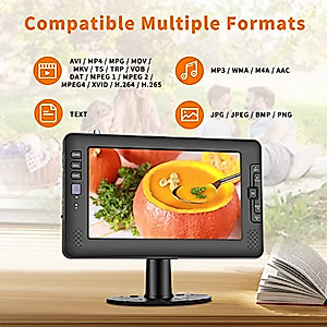 Jexiop 9" IPS Screen Small TV,Portable TV with Digital ATSC Tuner, USB Port, AV Input, Built-in Rechargeable Battery Operated TV, Mini TV for Camping Caravan Kitchen
