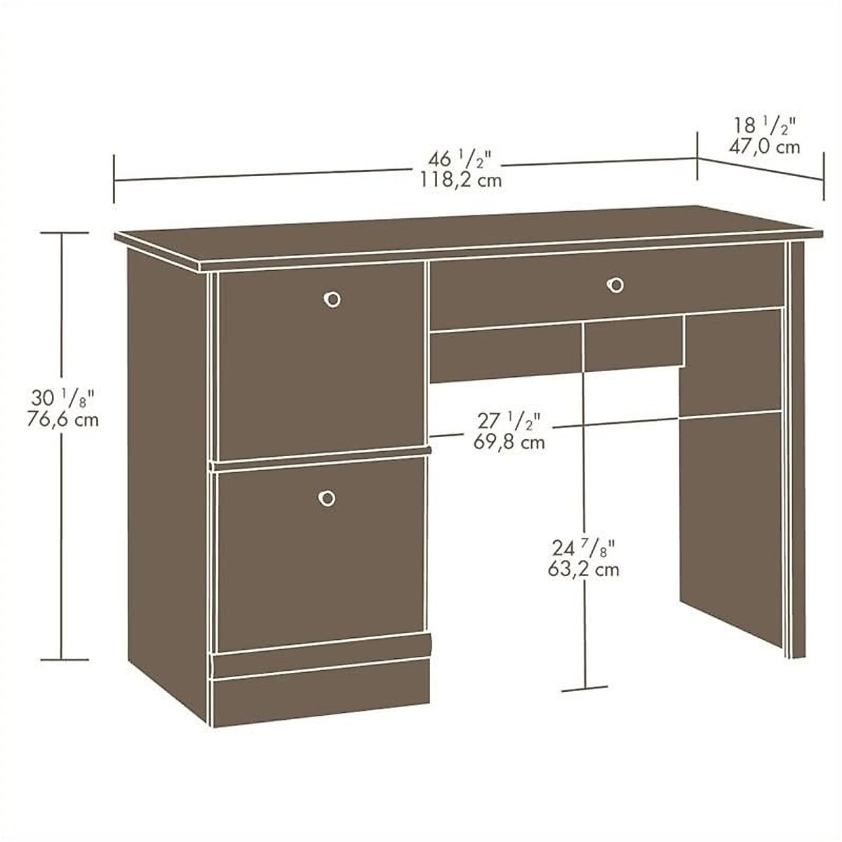 Pemberly Row Transitional Wood Computer Desk with Keyboard Tray in Cherry