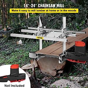 Popsport Chainsaw Mill Planking Milling 14 to 24 Inches Guide Bar Wood Lumber Cutting Portable Sawmill Aluminum Steel Chainsaw Mill for Builders and Woodworkers