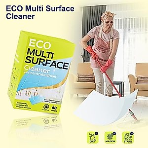 JSENA Floor Cleaner Sheets，60 Loads Multi Effect Floor Cleaning Slice, Mopping concentrated Floor Cleaning Sheets for Mopping Concentrated Multi-Surface Cleaner ,Non Stubborn Stains, Daily Cleaning，Easy Use, for RV, Space Saving, Mild Scent