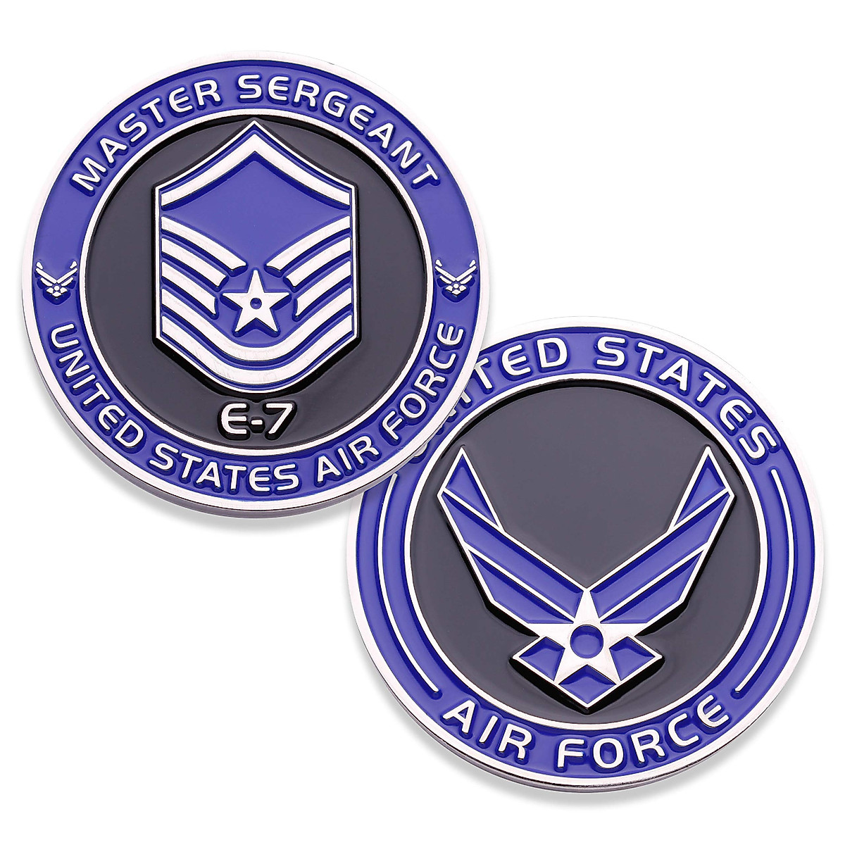 Air Force Master Sergeant E7 Challenge Coin! United States Air Force Master Sergeant Rank Military Coin MSGT. E-7 USAF Challenge Coin! Designed by Military Veterans - Officially Licensed Product!