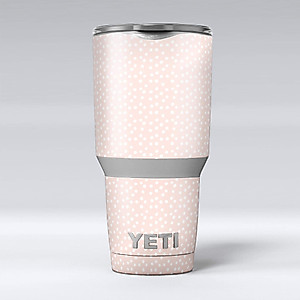 Design Skinz The Coral and White Micro Polka Dots - Skin Decal Vinyl Wrap Kit Compatible with The Yeti Rambler Cooler Tumbler Cups