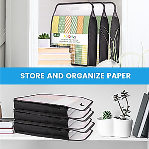 Aoibrloy 3 PCS Scrapbook Paper Storage for Holding 12 x 12 Inch Scrapbook, Black Portable Paper Storage Organizer with Handle for Storing Heat Transfer Papers Document Letter Envelope
