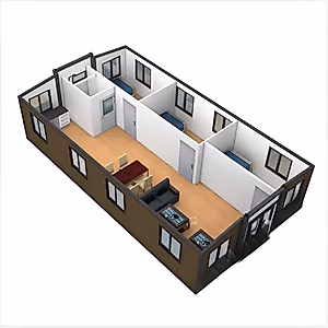 40ft House with Luxury Design, with 3 Bedroom, 1 Living Room, 1 Full Equiped Bathroom and Kitchen,Prefabricated Container House for Adults Living, Foldable Mobile Home Easy Setup & Move. (40ft)