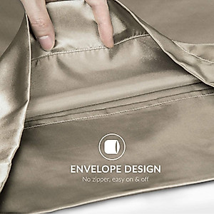 Satin Pillowcase for Hair and Skin Silk Pillow Case 2 Pack, Standar, Queen, and King Size, Slip Cooling Set of 2 with Envelope Enclosure (Khaki, Queen (U.S. Standard))