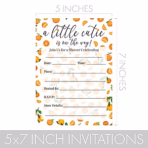 DISTINCTIVS Little Cutie Baby Shower Party Invitations - 10 Cards with Envelopes