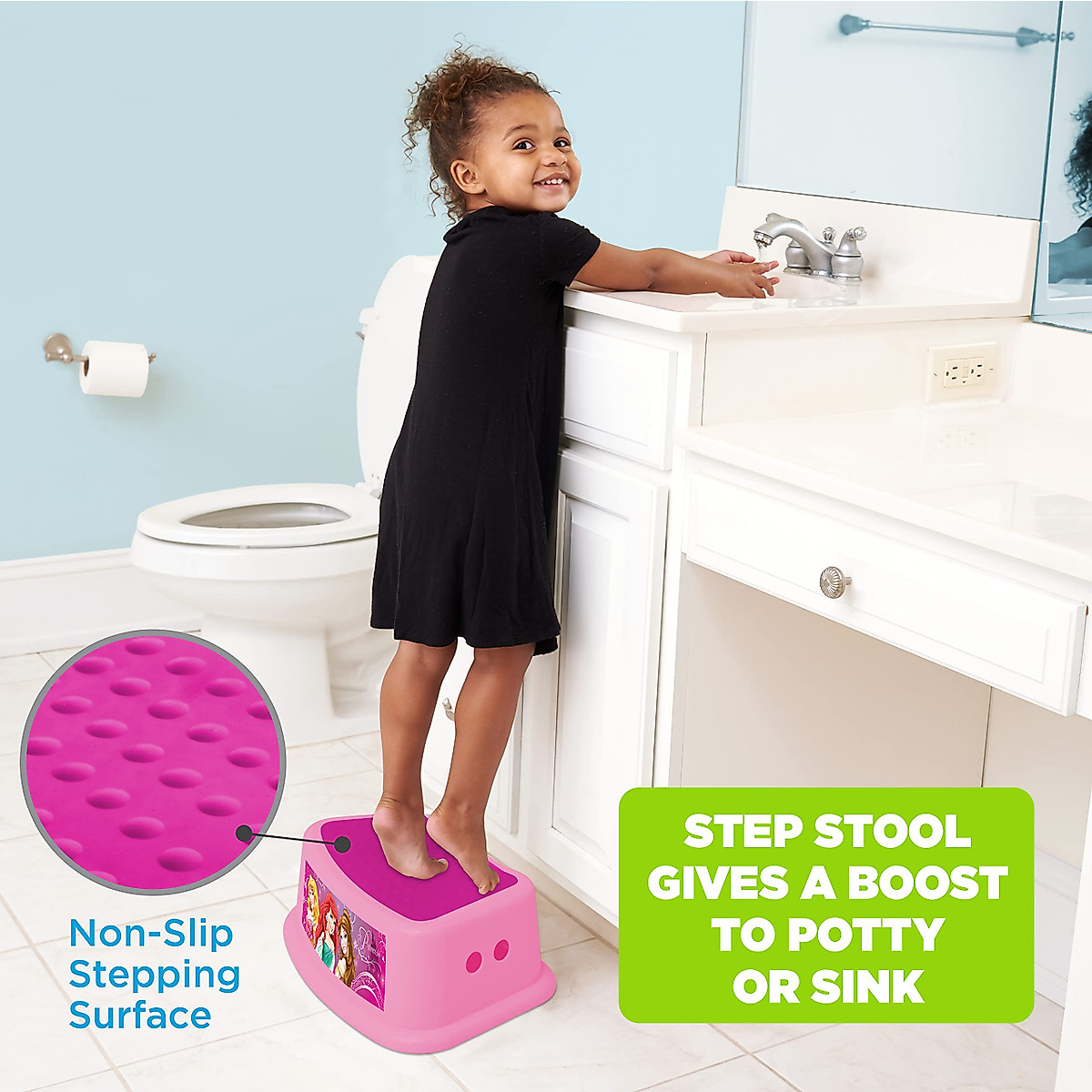 Disney Princess 2 Pc Essential Potty Training Set - Potty Training Seat, Step Stool for Kids