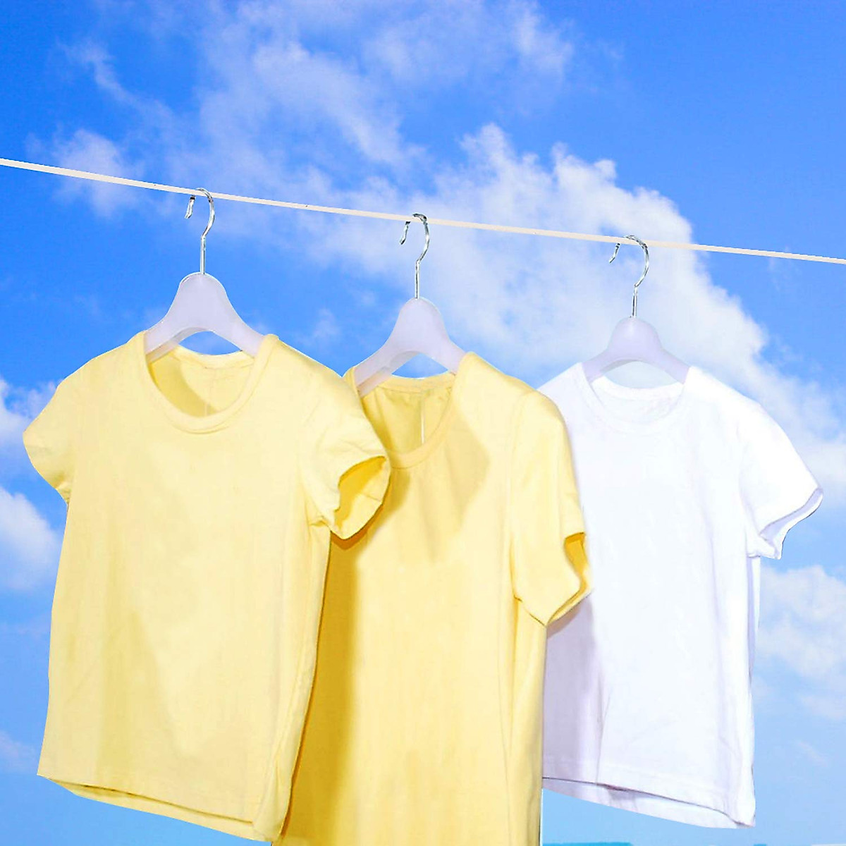 KEILEOHO 1/4 Inch Natural Cotton Rope, 328 FT Length White Clothesline Cord Craft Knitting Thread String Wall Hanging Rope for Garden Plant DIY Decoration Clothes Hanger with 4 Snap Hooks