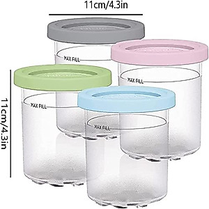 Ice Cream Pints Cup, Ice Cream Containers with Lids Replacements for Ninja Creami Pints, Ninja Creami Containers for Safe & Leak Proof, For NC300S NC299AMZ Series Ice Cream Maker (2Pcs-B)