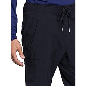 Jogger Scrubs for Men – 4-Way Stretch with Drawstring Elastic Waist, Cargo Pockets, Superior Performance & Comfort CK004A, M, Black