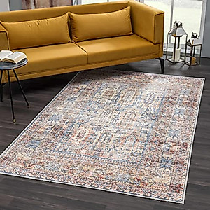 Hauteloom Holi Serie - Sur Machine Washable Oriental Persian Living Room Kitchen Area Rug - Vintage - Red - 2'7"x4'