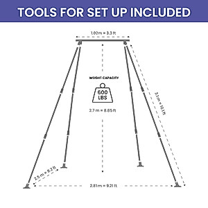 Yoga Trapeze Versatile Fitness Yoga Stand for Home & Outdoor | Easy 5-Min Setup | Supports Yoga Aerial Silks, Swings, Hammocks, Olympic Rings | Stable Solid Aluminum Supports Max 600lbs