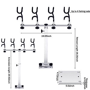 Crappie Rod Holder PVC Coated Steel Wire Fishing Pole Holders for Boats Anglers Fishing Boat Accessories with Replacement Mounting Plate and 360 Degree Rotation Adjustable Height (Novel, 1 Set)