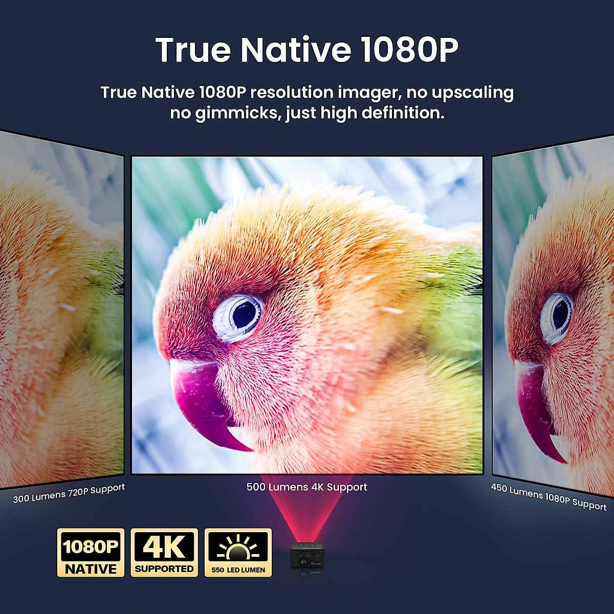 [BATTERY] AAXA P7+ DLP Mini Projector, 1080P Native 4k Supported Projector with Wifi & Bluetooth, USBC & Wireless Mirroring, Android Onboard, 2.5 Hour Battery