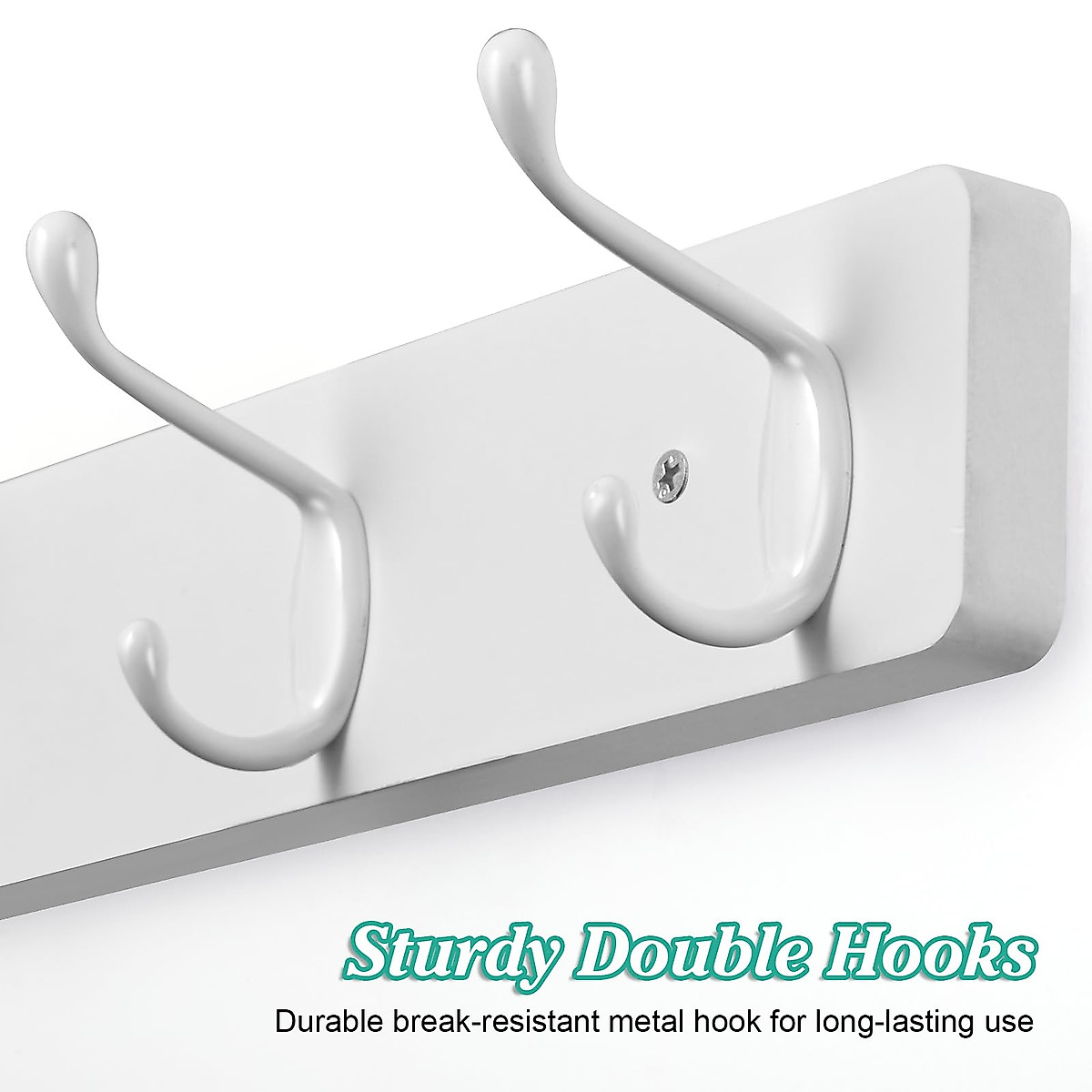 OUTNILI Heavy Duty Coat Rack Wall Mount - White Coat Hooks Wall Mounted for Sunglasses Jackets Hats Purse Dog Leashes Towels - Coat Hanger for Entryway Closet Mudroom Laundry Room Bathroom