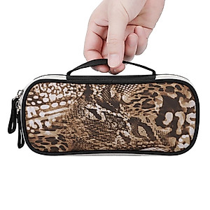 Awesome Animal Hybrid Print PU Leather Pencil Pen Case Organizer Travel Makeup Handbag Portable Stationery Bag