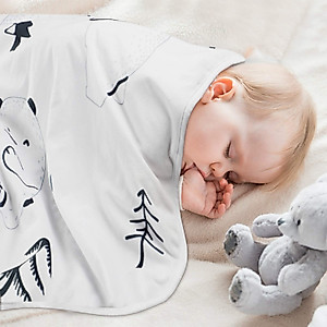 Yoofoss Baby Blanket Super Soft Minky Swaddle Cuddle Blanket with Double Layer Plush Dot Backing Printed Receiveing Blanket for Boys Girls Nursery Stroller Crib Newborn Blanket 30x40In (Bear)