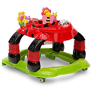Delta Children Lil Play Station 4-in-1 Activity Walker - Rocker, Activity Center, Bouncer, Walker - Adjustable Seat Height - Fun Toys for Baby, Sadie the Ladybug