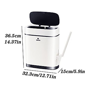 CANMNT Trash Can 14 Liter Trash Can Plastic Slim Garbage Container Bin with Press Top Lid for White Waste Basket for Kitchen Bathroom Living Room Trash Can Wastebasket