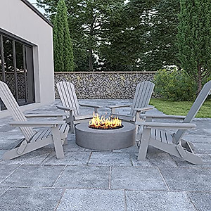 Flash Furniture Charlestown Folding Adirondack Chair - Gray - Poly Resin - Indoor/Outdoor - Weather Resistant - Set of 4