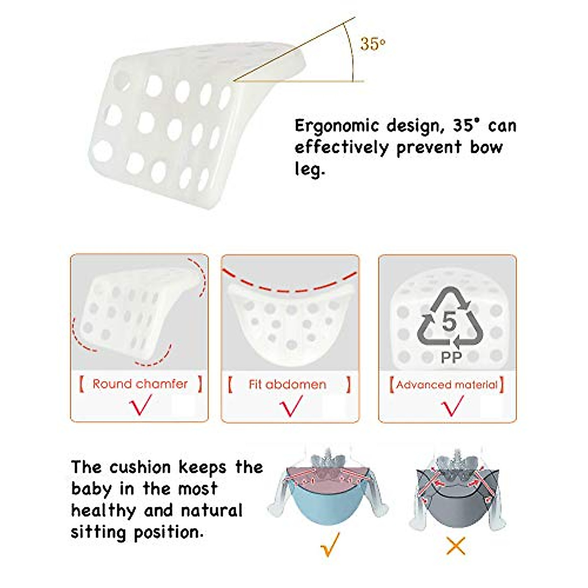 Baby Hip Seat Carrier Baby Waist Stool for Child Infant Toddler with Adjustable Strap Buckle Pocket Soft Inner Huge Storage (Dark Blue)