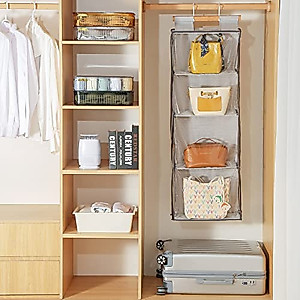 Qozary Handbag Purse Organizer for Closet, Handbag Purse Storage Organizer Bag with Zipper, Clear Hanging Closet Organizer for Handbag, Easy Access Dust Bags for Handbags, Purse, Toiletry Items, Large Cup Bra, Hats