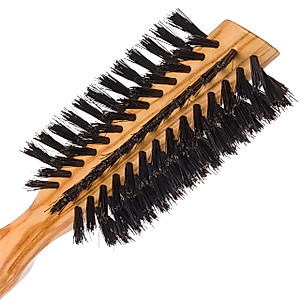 REDECKER Wild Boar Bristle Half Round Hairbrush with Waxed Olive Wood Handle, 8-1/2-Inches - Natural Boar Bristle Hair Brush Half Round - Imported Half Rounded Hair Brush - Half Round Hair Brush