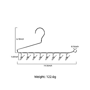 【2-Pack】 WAIKAS Pants Hangers with 8 Clips, 39cm, 304 Stainless Steel