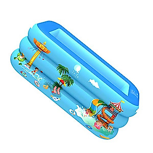 BESPORTBLE Kids Pool Inflatable Swimming Pool Blow up Family Pool Lounge Kiddie Pool for Kids Adults Garden Play Toy (Blue) 120cm Double Layer Kids Swimming Pool
